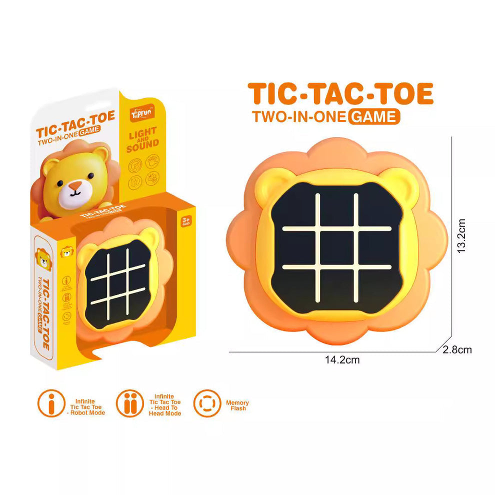 Animal Theme Electric Tic Tac Toe Game – Light-Up 2-in-1 Portable Game ...