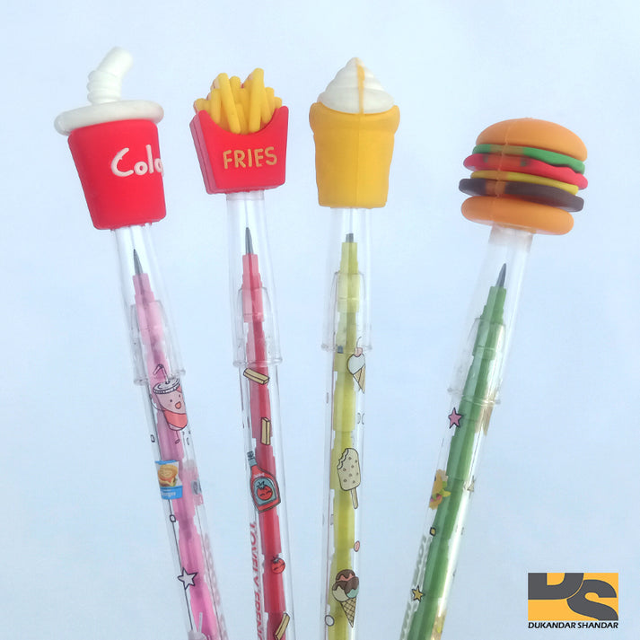 🍟 Fast Food Frenzy Push Pencil Set (Pack of 3) – McDonald’s Style Stat ...